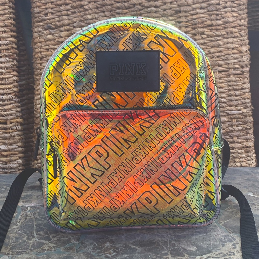 Victoria's Secret Logo Pink Mini Backpack Iridescent … - Gem
